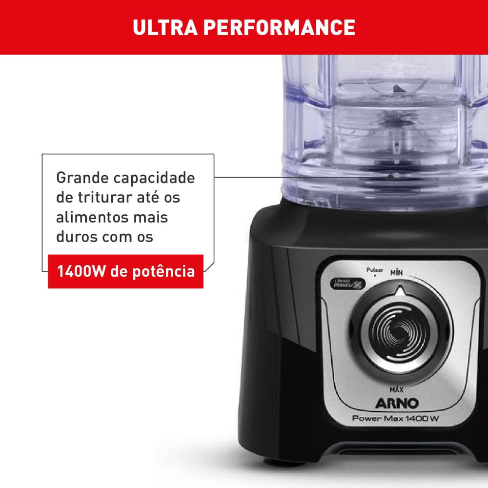 Liquidificador Arno Power Max 1400W Preto LN65 | Arno